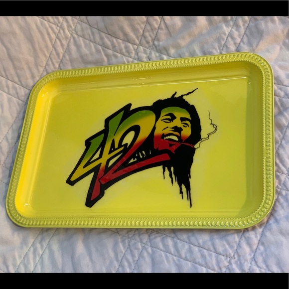 GoMisha | Other | Metal Rolling Tray 42 Art Bob Marley 420 Vanity Tray ...